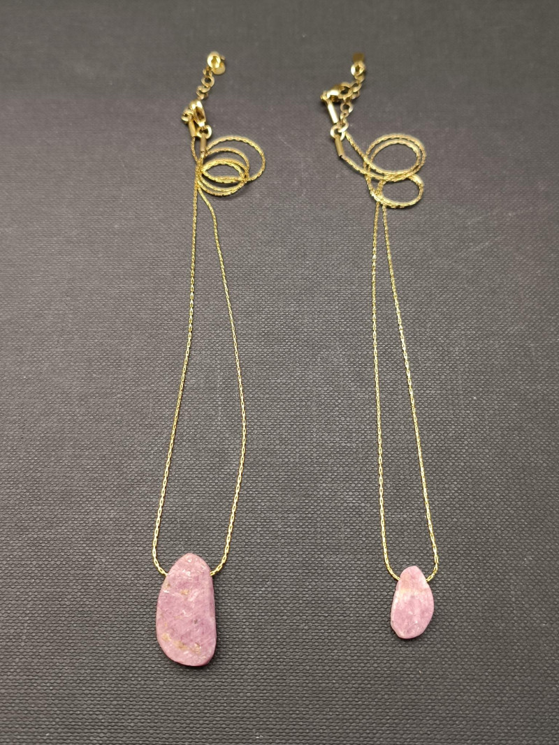 COs serpentine+pierre"Rubis brut" (Acier inox doré)